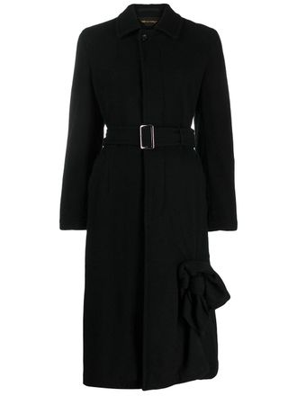 Comme Des Garçons manteau long à taille ceinturée - Noir