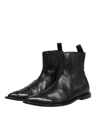 Dolce & Gabbana Black Chelsea Men Short Ankle Boots Shoes Leather