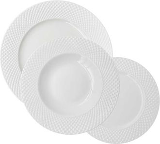 La Porcellana Bianca Echtes Tafel-Set 18 St&uuml;ck - Speiseteller &Oslash;27 cm; Suppenteller &Oslash;22 cm; Obstteller &Oslash;20 cm, New Bone China