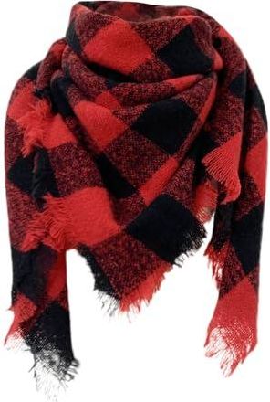 Generic &Eacute;charpe Homme Bleu &Eacute;l&eacute;gant &agrave; Carreaux New Thorn &Eacute;charpe Carr&eacute;e pour Femme &Eacute;charpe Triangle &agrave; Carreaux pour Femme &Eacute;charpe Cachemire Noir Femme, rouge, 