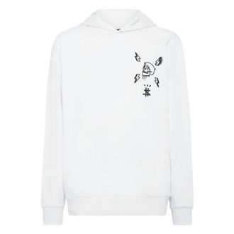 Philipp Plein Homme, Sweatshirts et sweats &agrave; capuche, Blanc, Taille: M Sweat &agrave; capuche SweaT-shirt Hexagon