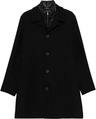 Herno Homme, Manteaux, Noir, Taille: 2XL Manteau en m&eacute;lange de laine avec empi&egrave;cement matelass&eacute;