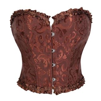 Generic Corset Femme Noir, Corset Moulant Court &Agrave; Lacets Et Boutons Sans Bretelles Pour Femmes