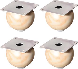 Generic 8 cm Metall-Bettf&uuml;&szlig;e St&uuml;tzfu&szlig;e F&uuml;r Schr&auml;nke, Kommoden, Sofatische, Runde Ersatzf&uuml;&szlig;e In Schwarz/Walnuss/Holzoptik(Wood)