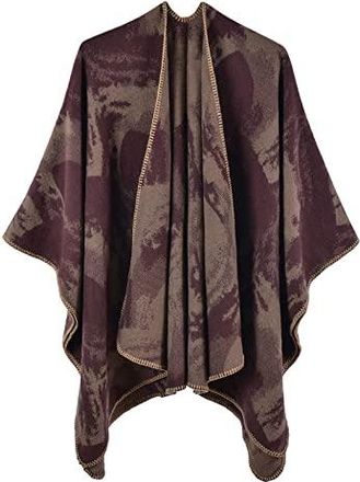 Generic Poncho Femme Hiver Chaud Chale Femme Hiver Chaud Cape Femme Effet enveloppant Ch&acirc;le Imprim&eacute; Double Face &Eacute;pais Doux Cardigan Tr&egrave;s Chaud