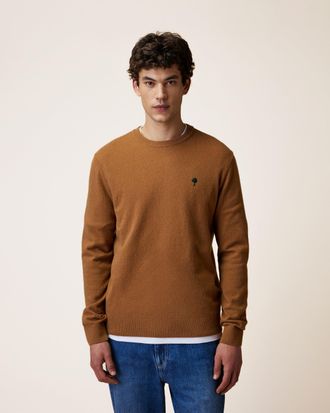 Faguo Pull col rond en laine camel