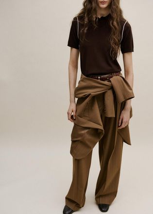 Mango Pull-over &agrave; rayures contrastantes chocolat - Femme - XXS - MANGO