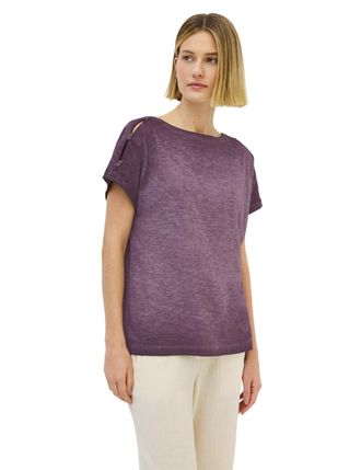 Cecil Damen 3226142 T-Shirt mit Knopfdetail, Mulberry red, XXL