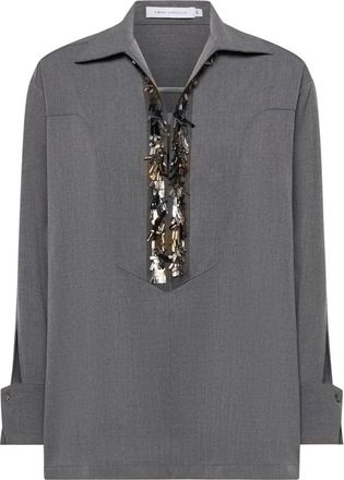 Simona Corsellini Femme, Blouses et Chemises, Gris, Taille: 40 FR Tunique de transition &agrave; manches longues