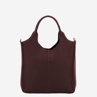 Tod's Womens Leather Shopping Tote Bag Dark Brown Calfskin Shoulder