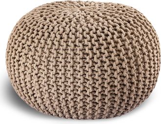 Casamia Pouf Ø 55 o. 45 cm Strickhocker Sitzpouf Bodenkissen für Innen Indoor Größe ø 45 cm, Farbe beige