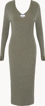 Kujten Robe longue cachemire col V côtelée - Robe Ibbi