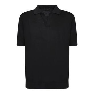 Dell'Oglio Homme, Tops, Noir, Taille: M Polo Noir Manches Courtes