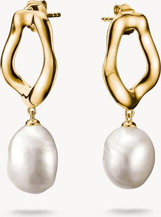 Thomas Sabo Natural Beauty - Vergoldete Ohrringe in Gelbgold und Wei&szlig; mit S&uuml;&szlig;wasserperle