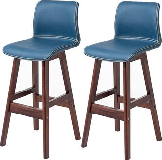 Generic Barhocker aus PU-Leder mit niedriger R&uuml;ckenlehne und Fu&szlig;st&uuml;tze, hohe Barhocker f&uuml;r K&uuml;che und Bar, Bequeme Hocker f&uuml;r die Wohnungseinrichtung