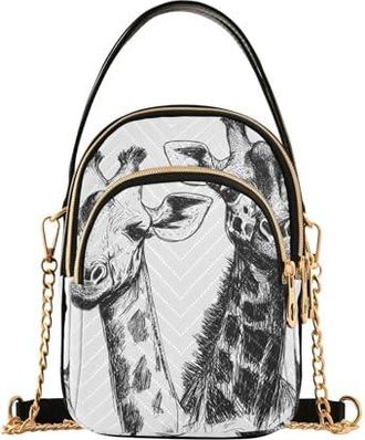 Mnsruu Sac à bandoulière pour femme avec sangle réglable Motif girafe Noir