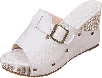 Generic Sandales compens&eacute;es &agrave; bout ouvert pour femme - Grande taille - Couleur unie - Boucle antid&eacute;rapante - Respirante - D&eacute;contract&eacute;e - Chaussures d&eacute;t&eacute; et de