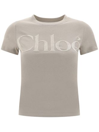 Chloé t-shirt à logo floqué - Gris