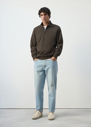 Mango Sweatshirt aus 100 % Baumwolle mit Zipper-Kragen schokolade - Herren - XXL - MANGO MAN