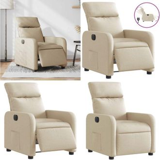 vidaXL Relaxsessel Elektrisch Creme Stoff - Fernsehsessel - Elektrischer Recliner - Relaxsessel - Bequeme Lounge Chair - Polstersitz - Home & Living