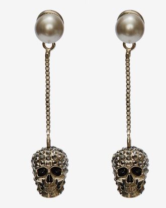 Alexander McQueen Kettenohrstecker mit Skull und Strass - Item 855412J160K2080