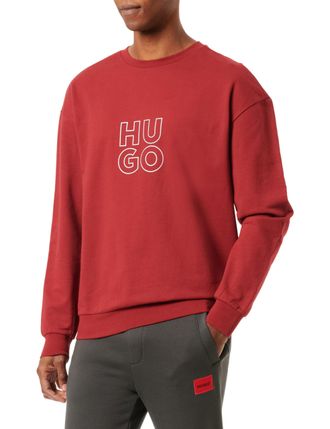 HUGO BOSS BOSS Men Stacked Sweatshirt Dark Red604, M
