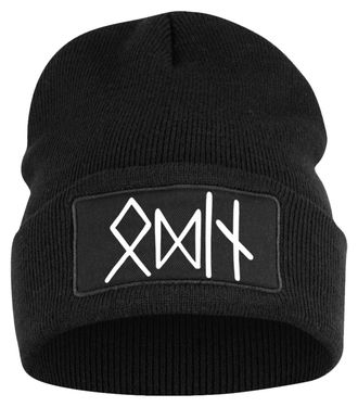 OM3 Beanie M&uuml;tze Wikinger Motive| Odin | Strickm&uuml;tze | Schwarz | Unisex