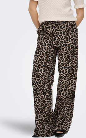 Only Schlupfhose ONLY ONLARIS LIFE PULLUP TIE PANTS WVN CC, Damen, Gr. XS, L&auml;nge 32, peyote aop:chic leo, Web, Obermaterial: 93% Viskose, 7% Polyester, bed