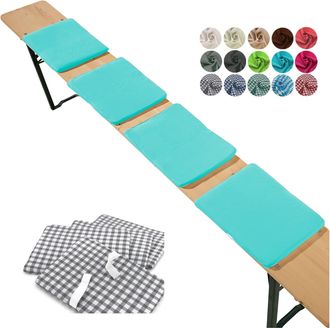 Heimtexland Sitzkissen 4er Set Bierbank Polster Auflage Bierzeltgarnitur Garten Deko Kissen Typ859 Aqua