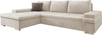 Mirjan24 Ecksofa Bangkok Mini Premium, Eckcouch mit Schlaffunktion und Bettkasten, L-Form Couch f&uuml;r Wohnzimmer, G&auml;stezimmer, Ottomane Universal (Piano 02 + Pia