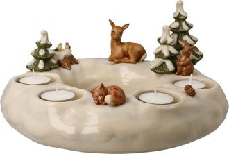 GOEBEL Teelichthalter Adventskranz Winterwald - Winterwald Weihnachten