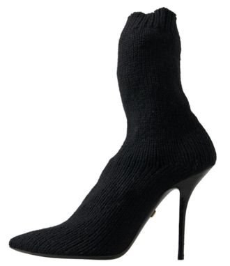 Dolce & Gabbana Womens Viscose Knit Stiletto Boot Black