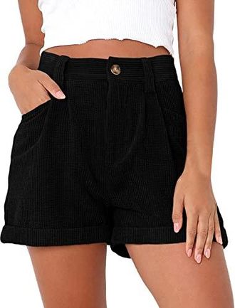 Generic Short cargo grande taille pour femme - Short taille haute - Short de plage décontracté en velours pour femme, Noir, XXL