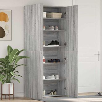 vidaXL Vidaxl - Cabinet &agrave; chaussures Gris 80 x 35.5 x 180 cm Bois ding&eacute;nierie