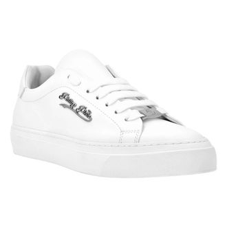 Philipp Plein unisex, Chaussures, Blanc, Taille: 38 EU Baskets basses en cuir Nappa Signature