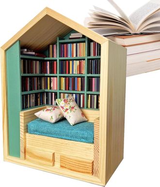 Generico Stressabbau, innovativer Buchraum | Miniatur Bibliothek zum Stressabbau, Miniaturbücherbox, Dekoration, Miniatur-Szene mit 200 Büchern für