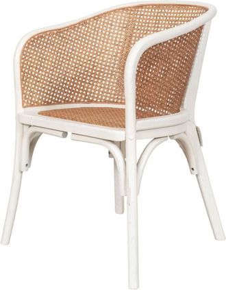 Biscottini International Stuhl aus Holz und Rattan Stuhl mit Armlehnen Retro-Stuhl f&uuml;r Esszimmer, K&uuml;che, Restaurant Vintage-Strohstuhl Rustikale St&uuml;hle