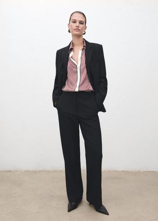 Mango Chemise rayures combin&eacute;es grenat - Femme - M - MANGO