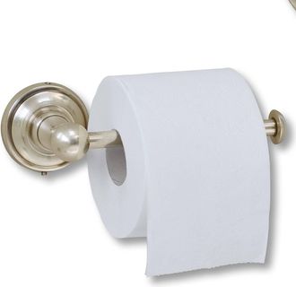 Loberon Toilettenpapierhalter Pax, Anbringung an der Wand, klassisches Design, eleganter Look, Badzubehör, Bad-Accessoire, Messing, antiksilber