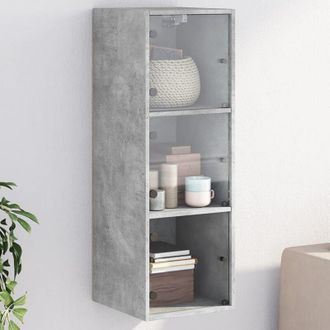 vidaXL Armoire murale avec portes en verre gris béton 35x37x100 cm Vidaxl