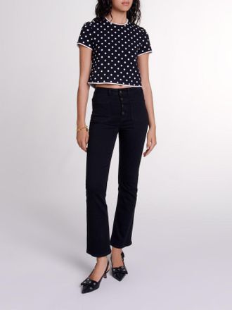 Maje Top Aus Jacquard-strick - Schwarz / Wei&szlig; - Gr&ouml;&szlig;e 32 - Maje