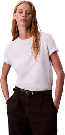 Calvin Klein T-Shirt Manches Courtes Femme Classic Tee Col Ras-du-Cou, Blanc (Brilliant White), S