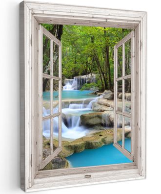 MuchoWow © Bilder 30x40 cm Wohnzimmer Deko Modern Wandbild Kunstdruck auf Leinwand Bild Schlafzimmer über Bett Room Decor Geschenke Ausblick - Wasserfall - Nat