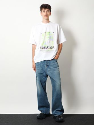 Balenciaga Mens T-Shirt The Window White Cotton T-Shirts And Polos