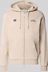 Les Deux Regular Fit Sweatjacke aus reiner Baumwolle mit Logo-Stickerei