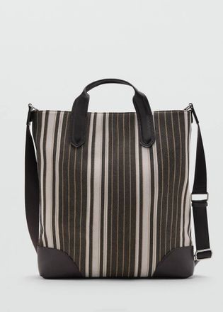 Mango Sac cabas &agrave; rayures marron - Homme - Taille unique - MANGO MAN
