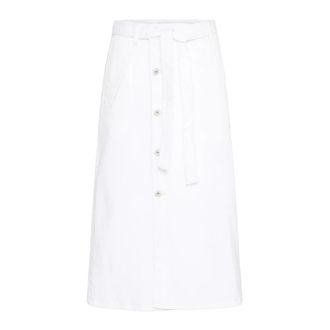 Ichi Wei&szlig;e Midi-Rock mit G&uuml;rtel - - Skirts - Damen - Wei&szlig; - XS