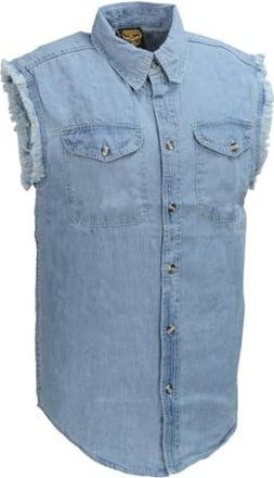 Milwaukee Leather Milwaukee Performance Chemise sans Manches en Jean pour Homme, Bleu Clair