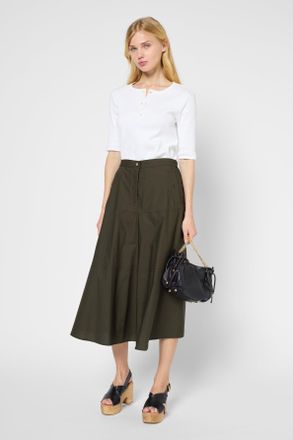 Gerard Darel Jupe trap&egrave;ze en coton - VESPER - Vert Kaki