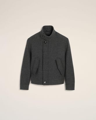 Ami Ami Paris - Blouson Harrington gris rembourr&eacute; en laine Gris Carbone - Taille : XXL - Unisex